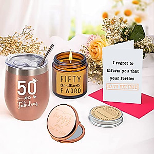 50th Birthday Gifts for Women, 50 and Fabulous Gift Basket for Grandma, Mom, Friend, Sister, Wife, Aunt, 50th Birthday Decorations Women | 1973 Birthday Gifts for 50 Year Old Woman Funny Gift Idea