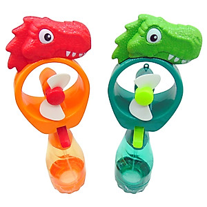 Dinosaur Misting Spray Bottle Fan Kids Personal Cooling Mist Portable Handheld Humidifier Powered Tyranasaurus T-Rex Fans with Mist for Boys or Girls, Set of 2