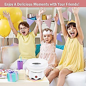 Outamateur Cotton Candy Machine,Homemade Cotton Candy Maker with Large Splash-Proof Plate,10 Bamboo Sticks and Sugar Scoop for Home Birthdays,Family Parties,Festivals,Weddings (White)