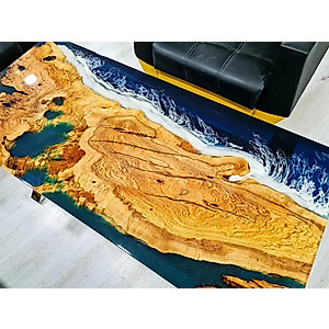 Personalized Large EPOXY Table, Resin Dining Table for 2, 4, 6, 8 River Dining Table, Wood Epoxy Coffee Table Top, Living Room Table (without Stand, 24 x 12inches)