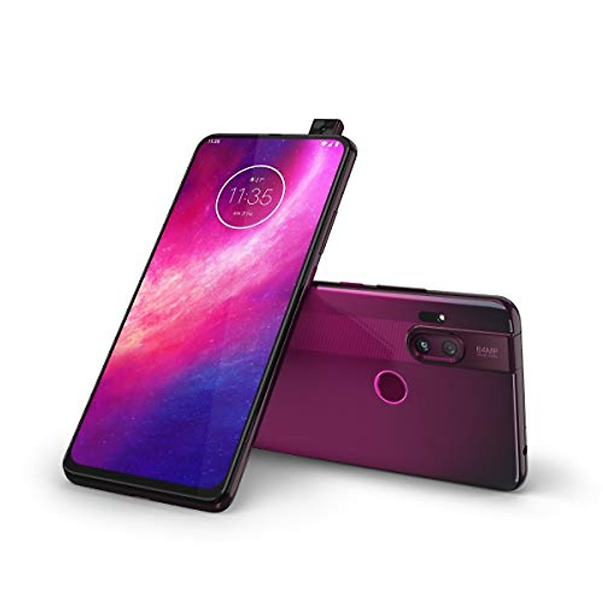 Moto One Hyper (128GB, 4GB) 6.5" Notch-Less, Snapdragon 675, 64MP Camera, 45W Charging, Dual SIM GSM Unlocked (AT&T/T-Mobile/Metro) XT2027-1 International Model (Fresh Orchid, 128 GB)