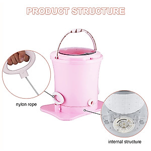 Manual Clothes Dryer Portable Mini Dryer Compact Spin Dryer Non electric Laundry Dryer for RV, Camping, School, Apartment, Dorm (Pink)