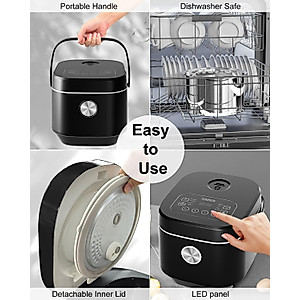 YOKEKON Rice Cooker 10 Cup, Stainless Steel Inner Pot, Low Carb Large Rice Maker with Steamer Basket Steamer, 24H Delay Timer and Auto Keep Warm,Brown Rice/Risotto/Oatmeal/Soup/Steam/Slow Cook, Black