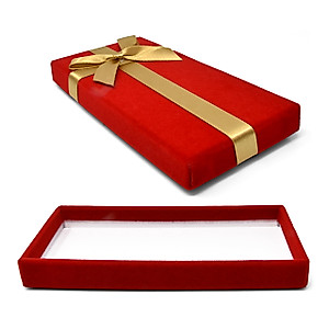 Christmas Cash Card Gift Box Holder Pack of 6 Red Velvet with Gold Bow Holiday Gifts Greeting Cards Present Wrap Rectangle Boxes Money Holders Party Favor Decor for Wedding Xmas Party Decorations