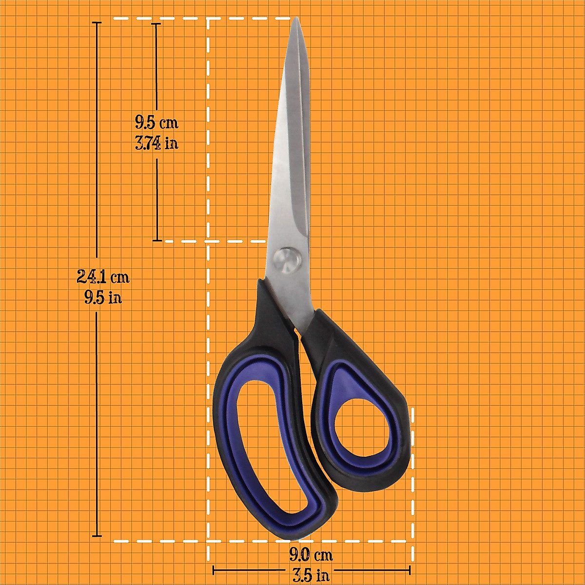 Heavy Duty Titanium Tailor Fabric Shears - 9.5" Black w/Purple - 1 Pair