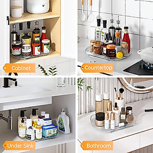 LAMU Lazy Susan Organizer for Refrigerator 15.4''x11'' Turntable Organizer for Fridge, Cabinet, Pantry, Kitchen Bathroom Vanity Makeup Refrigerator Organizers and Storage, Clear, Rectangle,1Pack