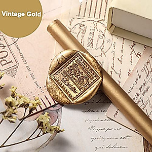 20 Pcs Premium Mailable Glue Gun Sealing Wax Sticks for Wax Seal Stamp, Great for Wedding Invitations, Cards Envelopes, Snail Mails, Wine Packages, Christmas Gift Wrapping (Vintage Gold)