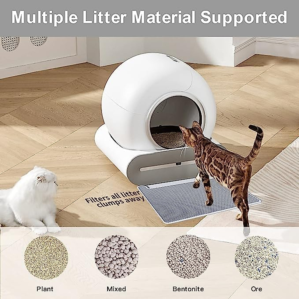Self Cleaning Cat Litter Box, Automatic cat Litter Box, 65L + 9L Cat Litter Cleaning Robot, App Control
