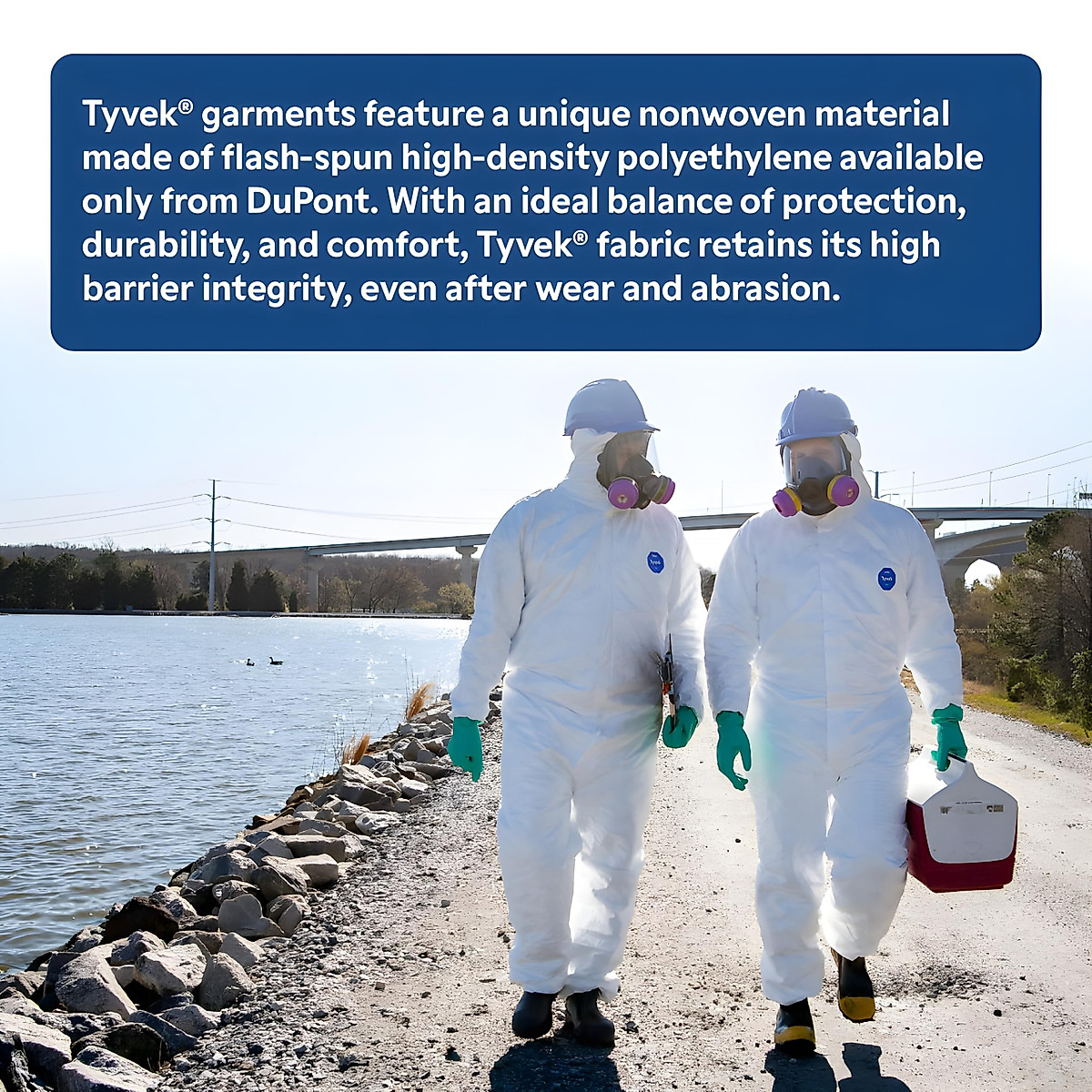 DuPont Tyvek 400 TY127S Disposable Protective Coverall with Respirator-Fit Hood and Elastic Cuff, White, X-Large (Pack of 6)