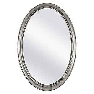 MCS Beaded Oval Mirror, 21 x 31 in, Pewter