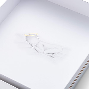 Halo Remembrance Necklace | White Linen and Gold Foil Premium Extra Large Keepsake Box | Miscarriage Gift, Infant Loss, Memory Item, Memorial Gift