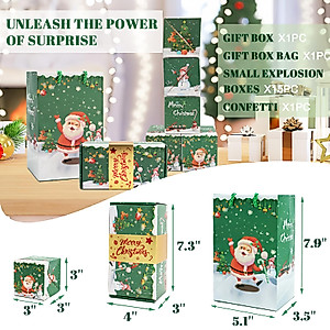 Surprise Gift Box Explosion for Money, Unique Folding Bouncing Red Envelope Gift Box with Confetti, Cash Explosion Luxury Gift Box for Birthday Anniversary Valentine Proposal (15 Bounces) (Green Christmas)