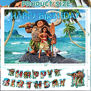 Moana Birthday Party Supplies - Moana Party Decorations include Banner Backdrop Ballons Cake Cupcake Toppers Haning Swirls, Moana Party Supplies