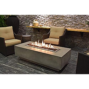 Elementi Granville Fire Table Cast Concrete Natural Gas Fire Table, Outdoor Fire Pit Fire Table/Patio Furniture, 45, BTU Auto-Ignition, Stainless Steel Burner, Lava Rock Included