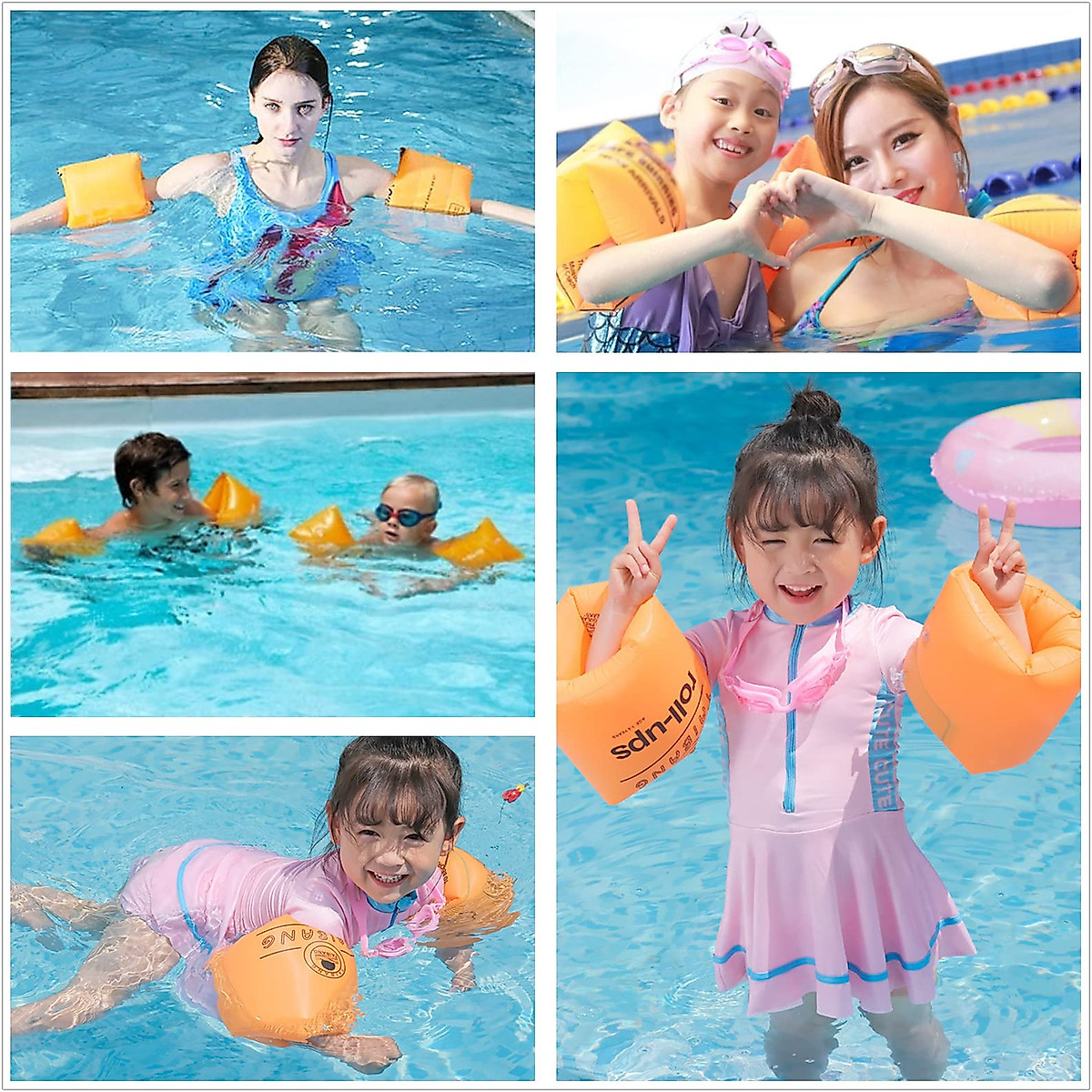 2-4 Pack Arm Floaties Swimming Rings for Kids Children Adults, Pool Floats Arm Bands, Inflatable Swim Rings, PVC Arm Bands Floater Sleeves for Toddlers Children 3-5-6-12 Years (Orange+Pink)