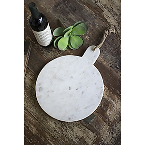 KALALOU Round White Marble Cutting Board, One Size,Off-white