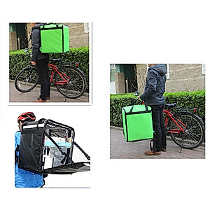 PK-76F: Doubledeck Insulated Pizza/Food Delivery Backpack Bag, 16"x 15"x 18",With a Cup Holder. A Glossy Waterproof, Collapsible Food Take-Out Box For Catering, Restaurant Delivery, 76Liters(Green)
