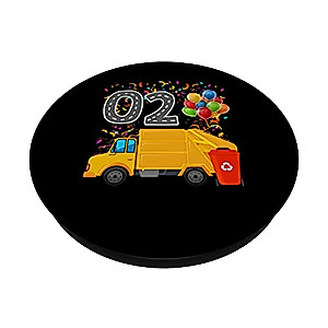 Happy O2 Birthday Rear Loader Garbage Truck PopSockets Swappable PopGrip