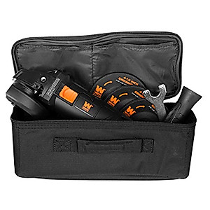 WEN 94475 7.5-Amp 4-1/2-Inch Angle Grinder with Reversible Handle, Three Grinding Discs, and Carrying Case, Black,orange
