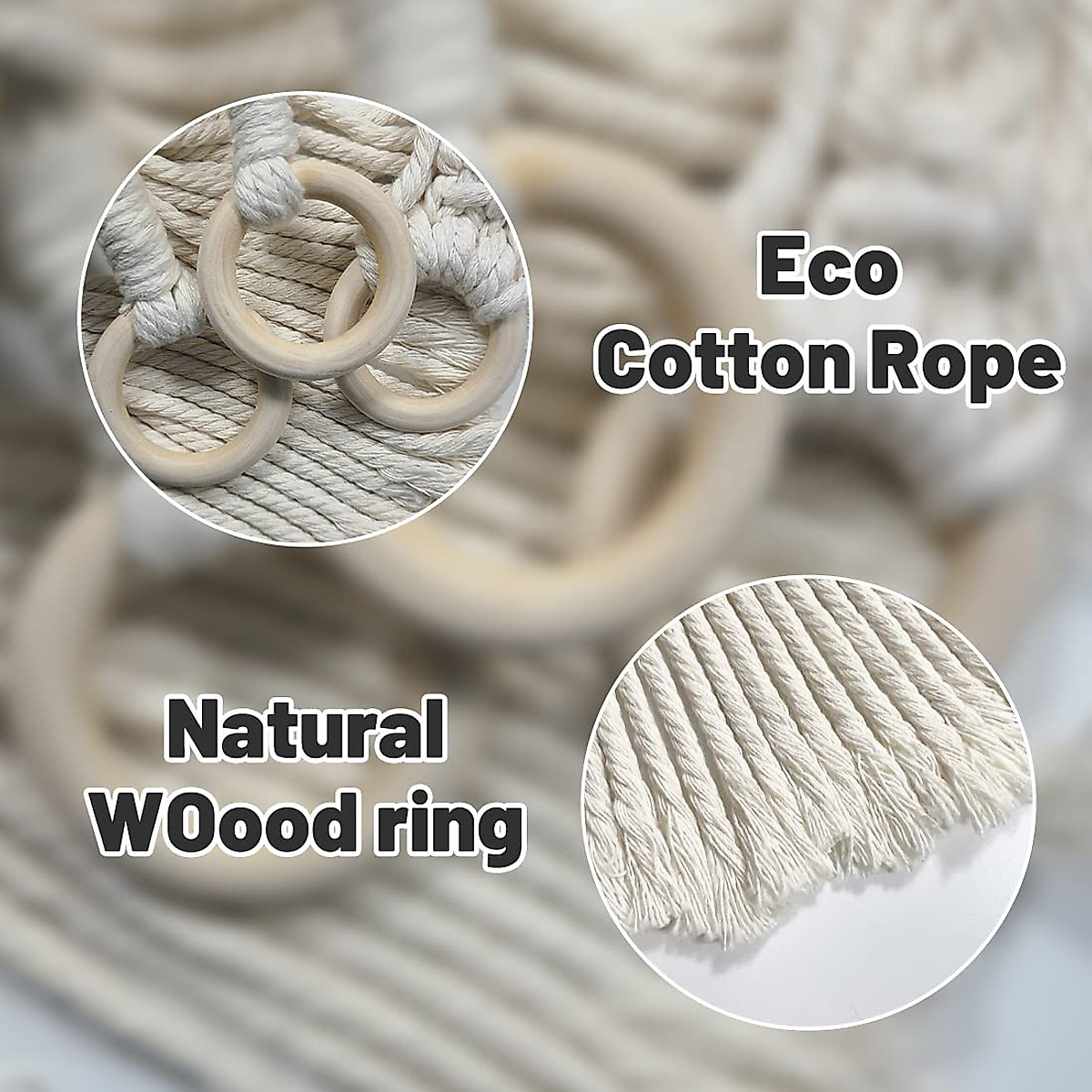 ROPECUBE Hanging Stuffed Animal Hammock, Handmade Stuffed Animal Storage Organizer With Boho Macrame Style, Corner Plush Toys Storage Organizer for Nursery Kid Room Playroom