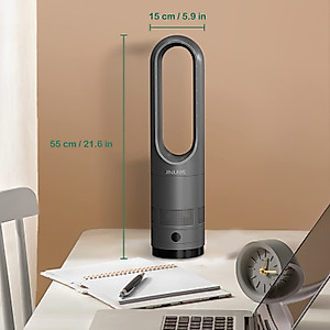 JINJUNYE Bladeless Fan, 22'' Tower Fan with Remote, Quiet Cooling Fan for Bedroom with 8H Timer, 8 Speeds, Portable Fans for Home Bedroom, Kitchen,Office