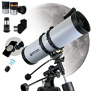 SpectrumOI Telescope for Adults and Kids, 130m (5.12") Reflector Telescope for Adults, portable kid reflector telescope for adults astronomy beginner for stargazing, manual German Equatorial Telescope