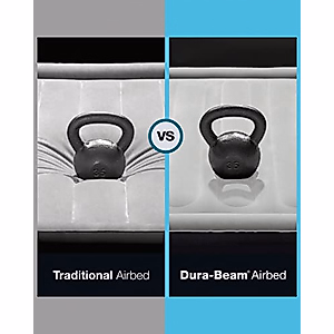 INTEX 64123ED Dura-Beam Plus Pillow Rest Air Mattress: Fiber-Tech – Queen Size – Built-in Electric Pump – 16.5in Bed Height – 600lb Weight Capacity