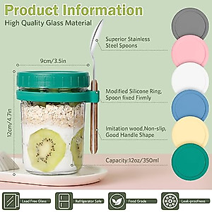 Overnight Oats Containers with Lids and Spoons - Mason Jars 16 Oz with Lids - Glass Jar with Lid 6pack Yogurt Containers with Lids for Overnight Oats, Meal Prep,Yogurt,Chia Pudding, Salad, Fruit
