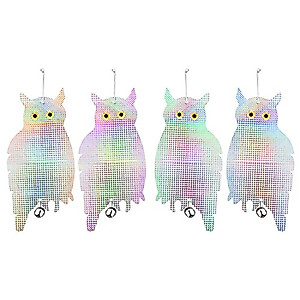 Patio Eden 4 Pack Bird Deterrent Scare Owls - Effective Hanging Bird Control Repellent