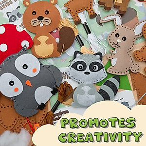 Dezzy's Workshop Sewing Kit for Kids - Woodland Animals Kids Sewing Kit - Make Your Own Stuffed Animal Kit - Felt Stitch Art and Craft Toys for Boys and Girls - Childrens DIY Crafting and Sewing