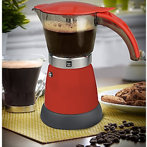 Bene Casa Red Portable Electric Espresso Maker 3 or 6 Cups/Cafetera Roja Portable Electrica Espresso de 3 o 6 Tasas