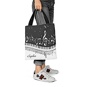 Eiis Personalized Tote Bag Abstract Piano Music Canvas Shopping Travel Resusable Shoulder Tote Bag Handbag, One Size