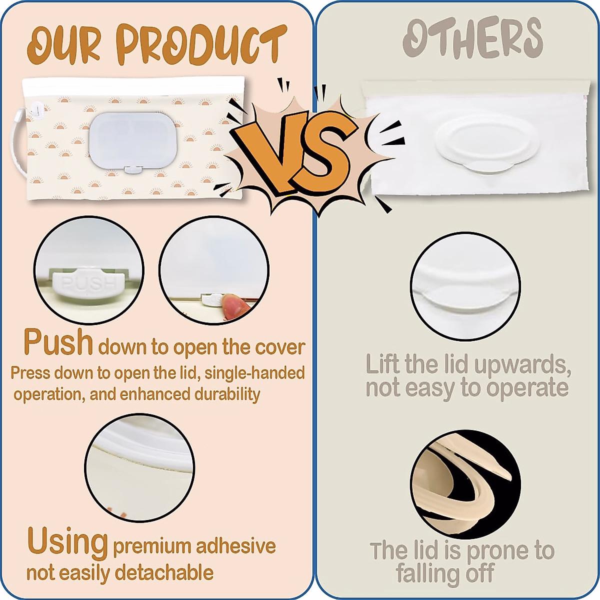 3 Pack Baby Wipes Dispenser，Baby Wipe Holder for Travel，Boho Wipes Container， Reusable Wet Wipes Pouch Portable refillable Wipe Holder for Travel