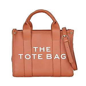 JQAliMOVV Tote Bag for Women, Trendy Leather Tote Bag Small Personalized Top Handle Crossbody Handbags for Work Travel (Brown)