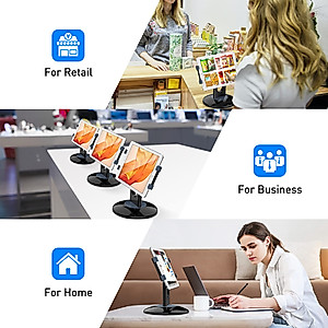 AboveTEK Retail Kiosk iPad Stand, 360° Rotating Commercial POS Tablet Stand, Fits 6"-13" (Screens) iPad Mini Pro-Business Swivel Tablet Holder, for Store Office Reception Kitchen Desktop (Black)