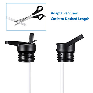 Vmini Straw Lid, Included Straws and Brushes, Compatible with Hydro Flask Standard Mouth Water Bottle and More, Wide and Fixed Handle - Black