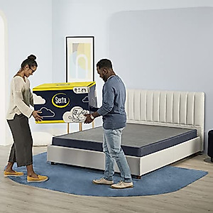 Serta - 9 inch Cooling Gel Memory Foam Mattress, Queen Size, Medium-Firm, Supportive, CertiPur-US Certified, 100-Night Trial - Sheepless Night,Blue