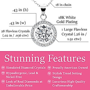 Cate & Chloe Blake 18k White Gold Plated Pendant Necklace | Halo Silver Necklaces with Round Cut Cubic Zirconia, Womens Silver Jewelry, Hypoallergenic, GIft for Her