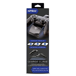 Nyko Charge Curve for PlayStation 4 - The Easiest Way to Charge your PS4 Controller - Drop and Charge Design - Low Profile - Blue Leds - Charges 2 Dualshock4 Controllers Simultaneously - PlayStation 4