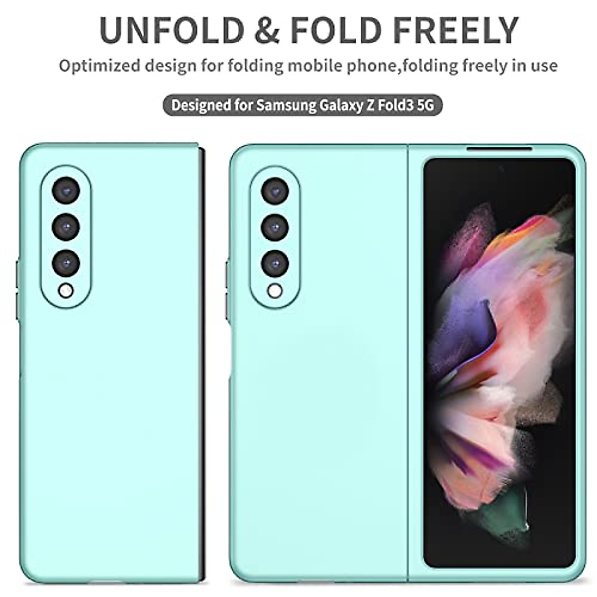 SHIEID Samsung Z Fold 3 Case, Z Fold 3 Case Ultra-Thin Phone Case Protective Cover for Samsung Galaxy Z Fold 3 5G Fashion PC Back Cover, Sky Blue