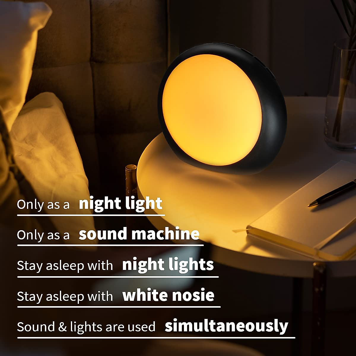 iDealSleep Loudspeakers Brown Noise Sounds White Noise Machine 30 Soothing Sounds 12 Color Night Lights Auto-Off Timer Calming Sleep Machine with Memory Function for Baby Kids Adult for Office Privacy