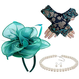 Gionforsy Fascinators Hat for Women Tea Party Kentucky Derby Wedding Mesh Feathers Hair Clip (Green)