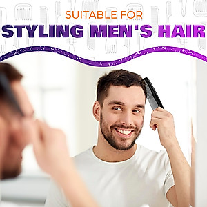 12Pcs Small Combs - Wallet Comb for Men Black Plastic Mens Combs for Hair Disposable Hair Comb Pack Barber Professional Beard Comb for Men