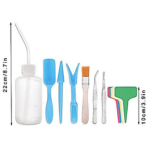 12 Pcs Bonsai Tool Set, Mini Garden Succulent Hand Tools for Indoor Miniature Fairy Care Include Tweezer, Transplanting Tools, Bucket Shovel, Cleaning Brush, Label, Elbow Drip Pot