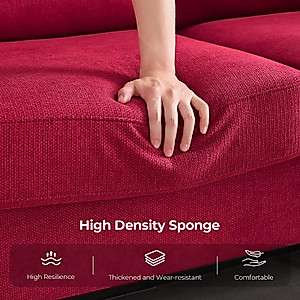 COPIAE 91 Inch Lawson Sofa with Extra Deep Seats Oversize, 3-Seat Sofa Couch, Couches for Living Room, Mid-Century Modern, Apartment Lounge, Red Sofas for Living Room