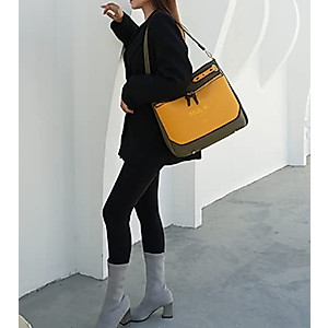 MKF Collection Shoulder Bag for Women, Two Tone Vegan Leather Fashion Hobo Handbag Messenger Purse