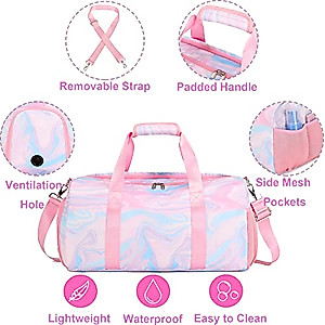 Dance Bag Girls Duffle Bag Teen Sports Gym Bag Travel Bag for Weekender Sleepover Overnight Bag with Shoe Compartment and Wet Pocket