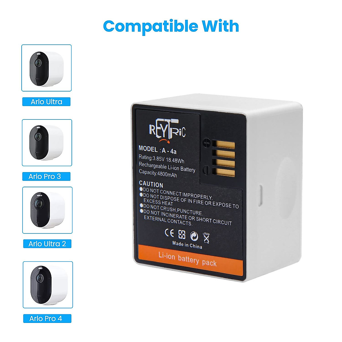 Batteries (2-Pack) Compatible with Arlo Ultra, Arlo Ultra 2, Arlo Pro 3, Arlo Pro 4, Arlo Pro 5S 2K Camera, VMA5400 A-4a, Battery for VMC4040P VMS5240 VMC5040 VMC4350P VMS4240P VMS4340P VMS5240B