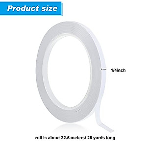 Chuangdi 1/4 inch Double-Sided Adhesive Sticky Tapes for Crafts Scrapbooking, Photos, Invitation Cards, Paper, DIY and Office School Stationery Supplies (8 Rolls)