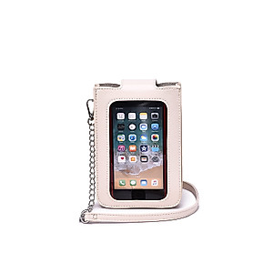 Mellow World Rosa 3D Floral Cell Phone Small Cross Body Shoulder Bag Vegan Leather Women Purse Touch Screen Removable Strap, Cream